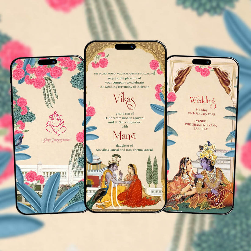 Digital Wedding Invitation Video | cultural motifs| AI-1397 – Invitoai