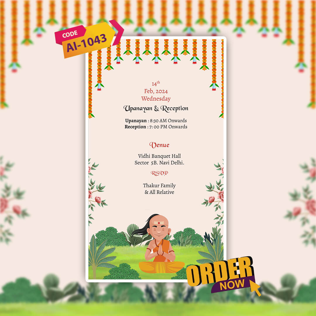 Thread Ceremony Invitation Video | Upanayanam Digital Invite | AI-1043 ...