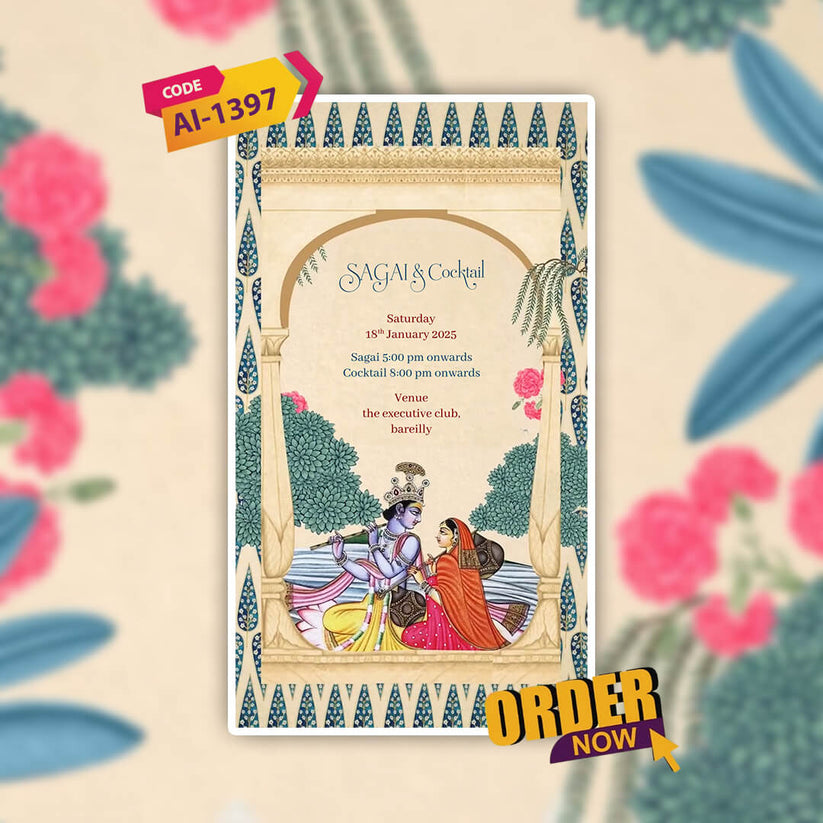 Digital Wedding Invitation Video | cultural motifs| AI-1397 – Invitoai